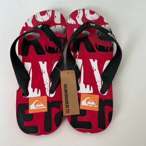Quiksilver | Shoes | Red Black Quicksilver Flip Flops Size 4344 | Poshmark
